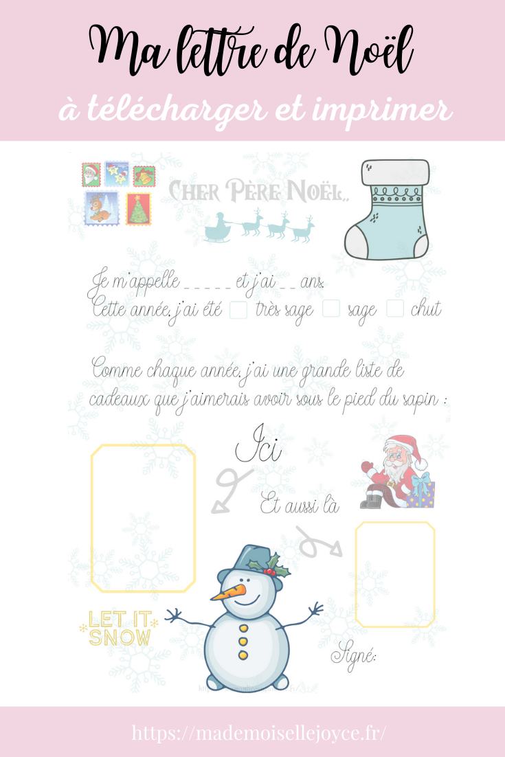 Ma lettre au Père Noël à imprimer - Mademoiselle Joyce ♥