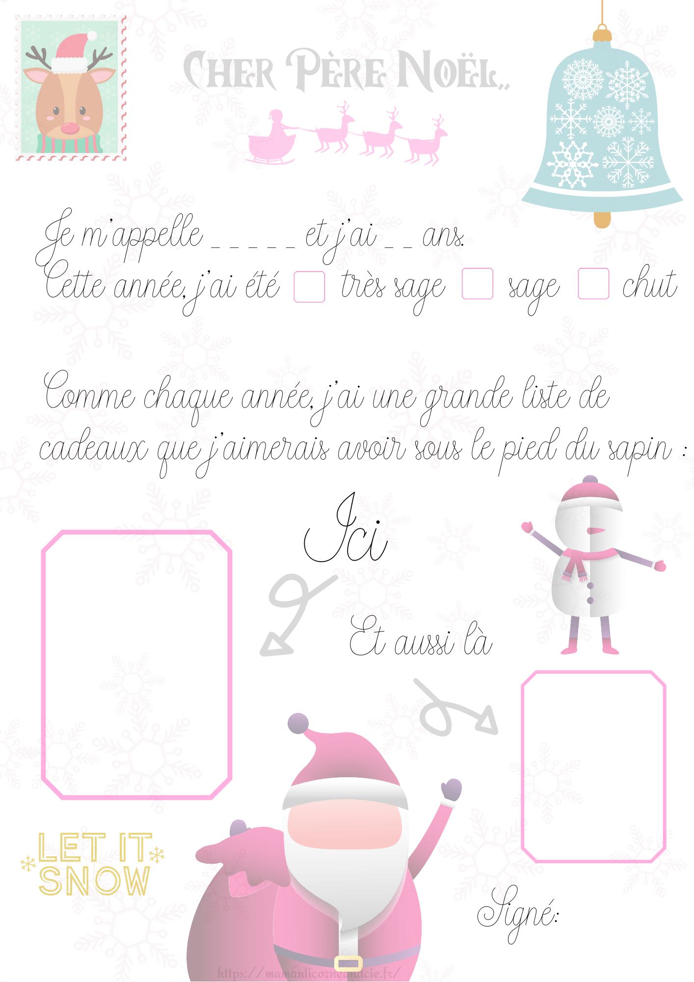 Ma lettre au Père Noël à imprimer - Mademoiselle Joyce ♥